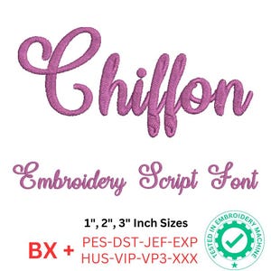 Chiffon Embroidery Script Font - Uppercase, Lowercase, Numbers ...