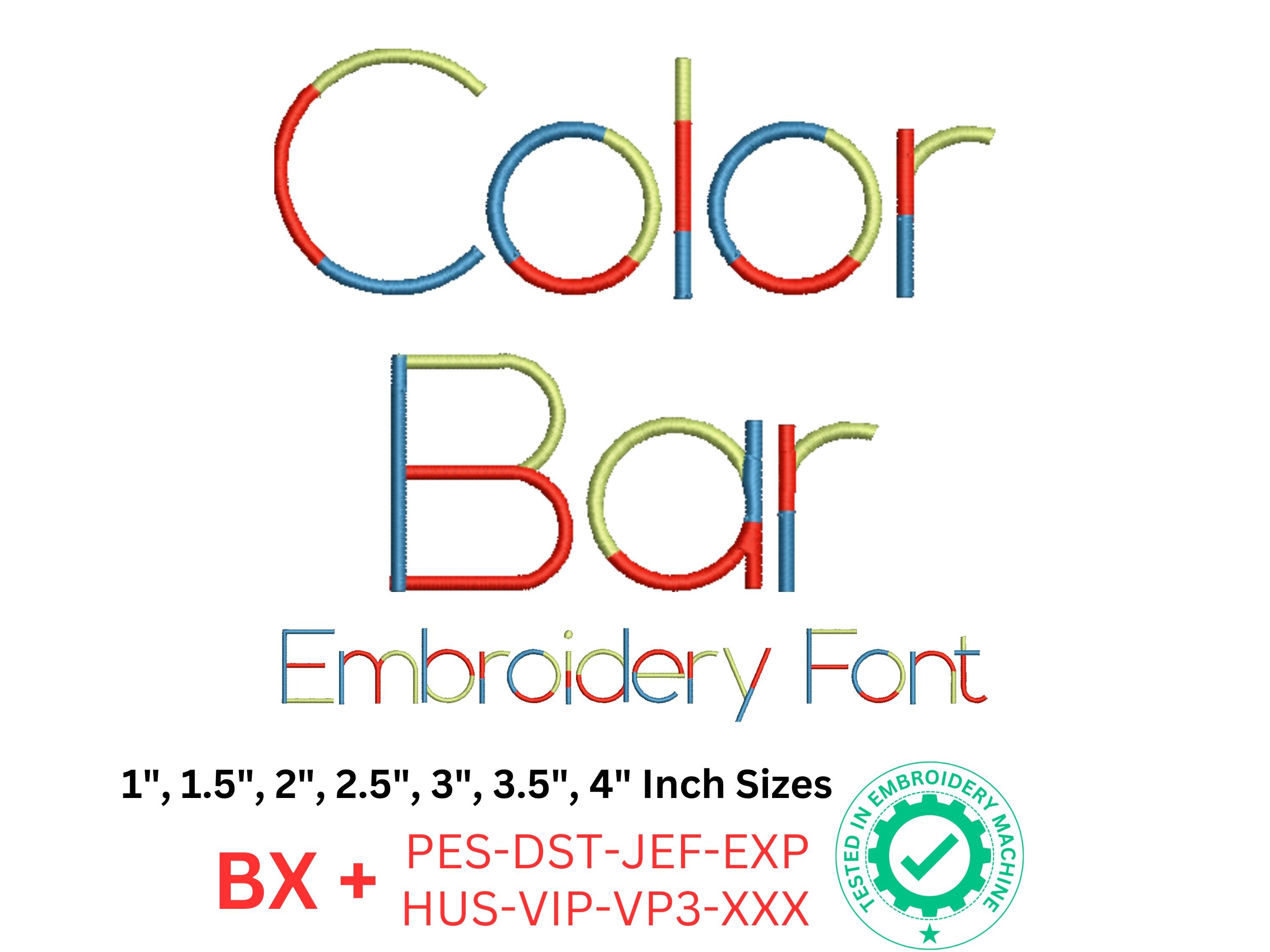 Color Bar Embroidery Font | Multicolor Satin Stitch Embroidery Design L ...