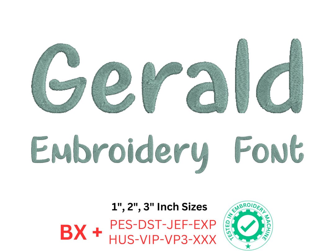 Gerald Embroidery Font – Playful Rounded Satin Stitch Alphabet - 3 ...