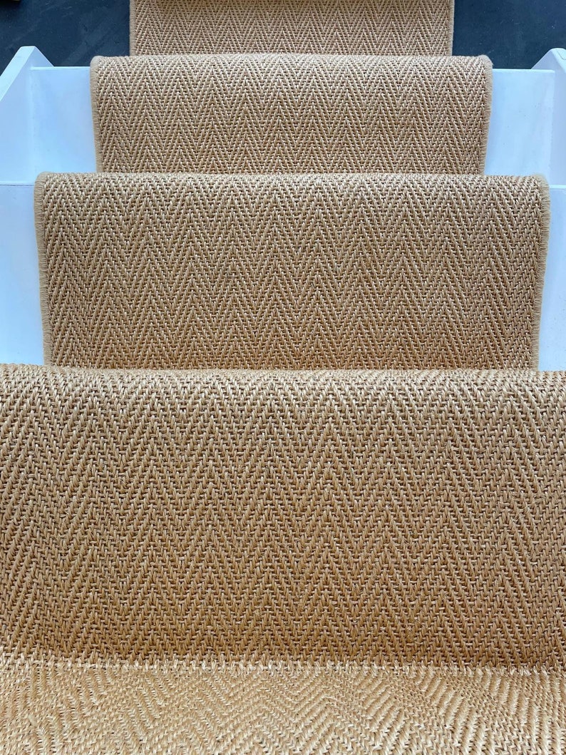 Sisal Herringbone Golden Carpet Stair Runner, Made to Measure Size From ...