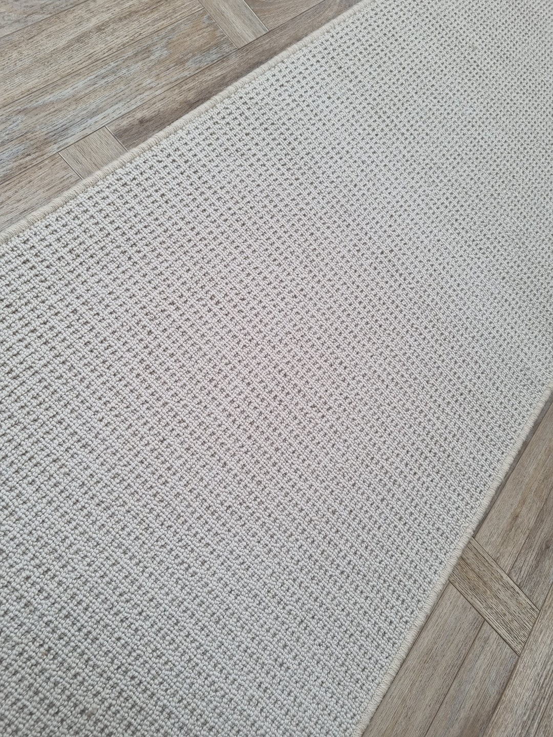 Cormar Pimlico Purbeck Waffle Texture Beige Wool Loop Stair Runner With Whipped Edge - FREE ...
