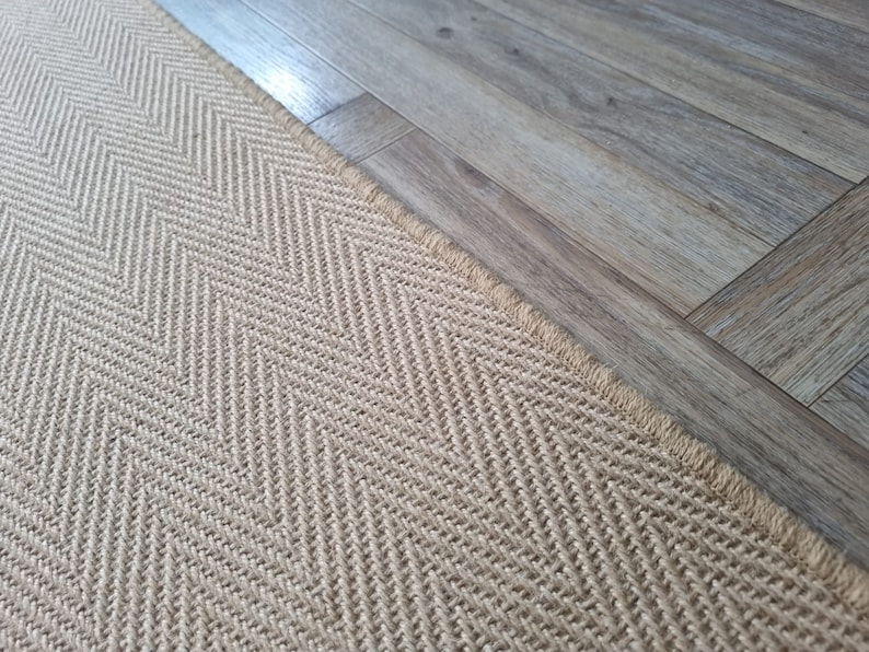 Jute Herringbone Pattern Carpet Stair Runner Like Sisal but - Etsy