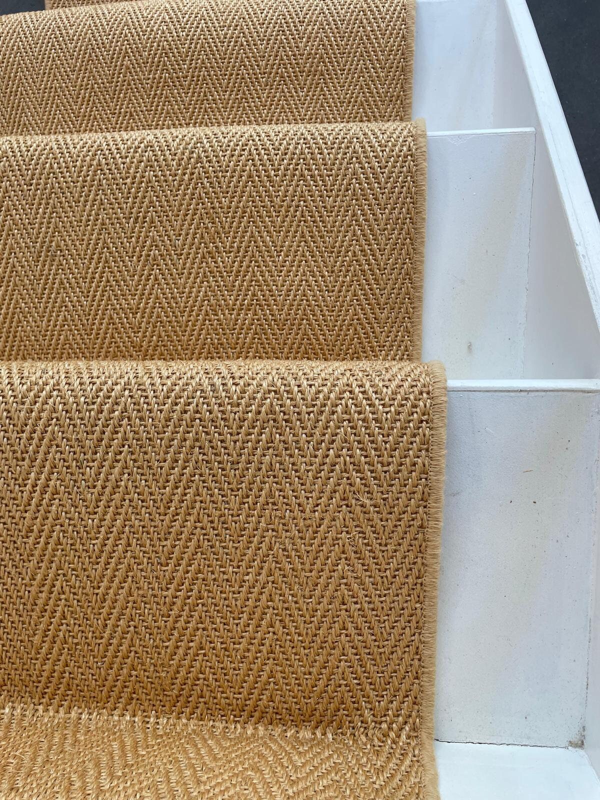 Sisal Herringbone Golden Carpet Stair Runner, Made to Measure Size - Etsy