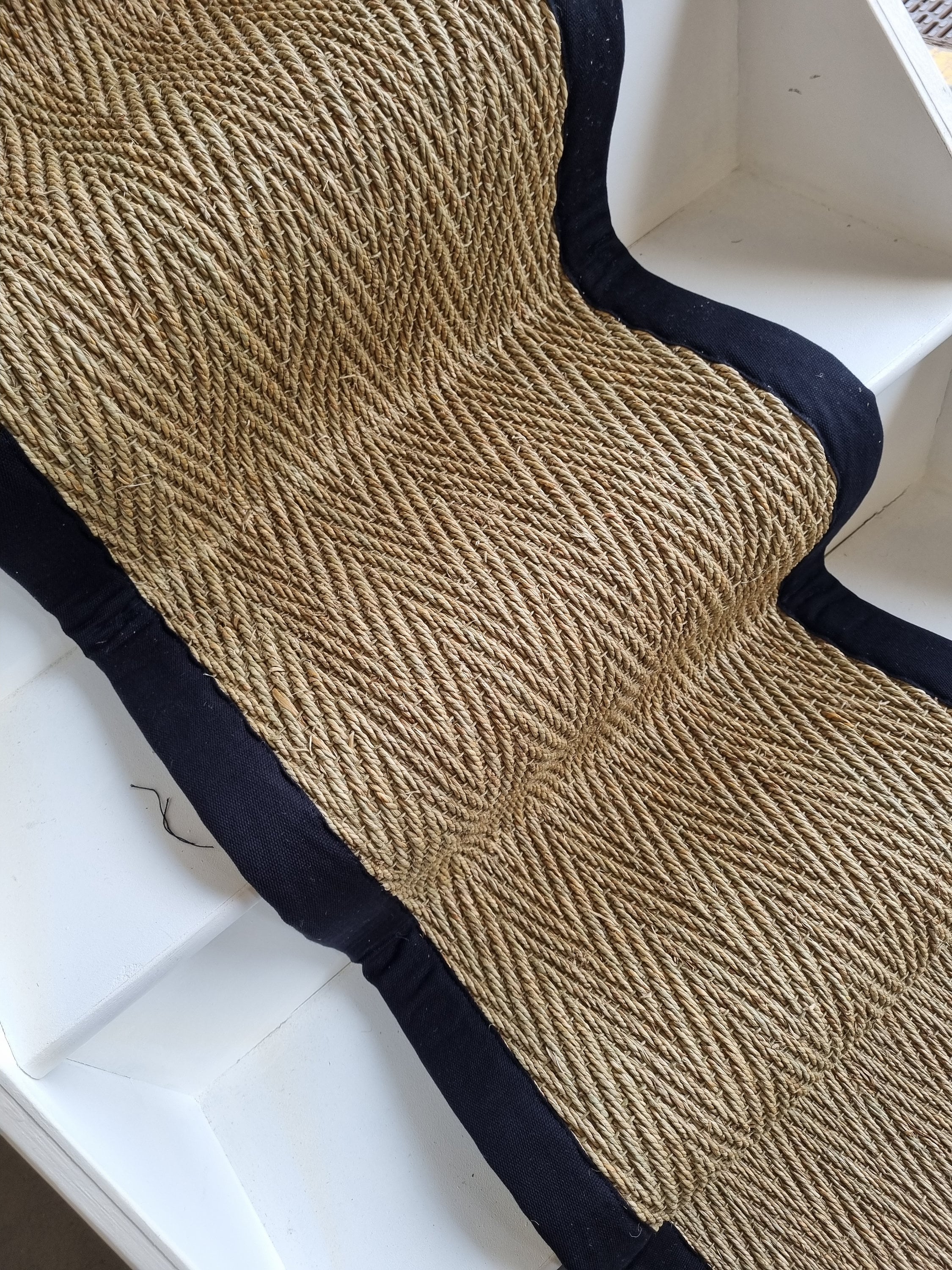 Seagrass Herringbone Carpet Stair Runner With Black Cotton Border - Etsy