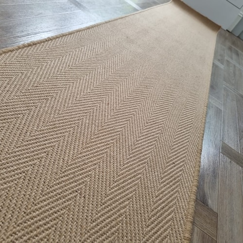 Jute Herringbone Pattern Carpet Stair Runner Like Sisal but - Etsy