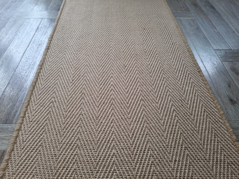 Jute Herringbone Pattern Carpet Stair Runner Like Sisal but - Etsy