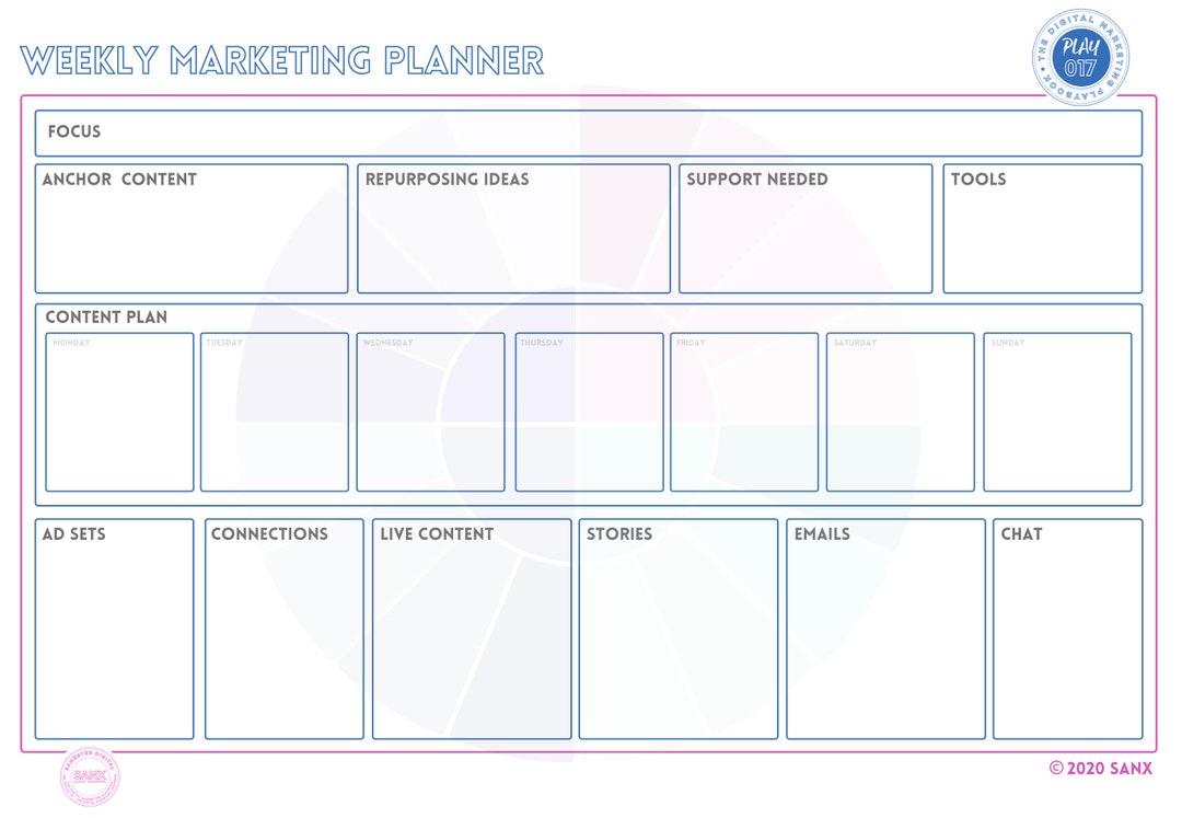 Weekly Marketing Planner - One Page - Think About Your Marketing - Etsy