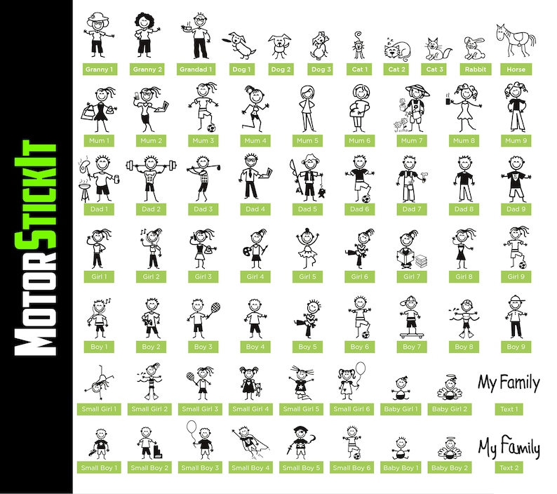 STICK FAMILY Character Car Sticker - Etsy