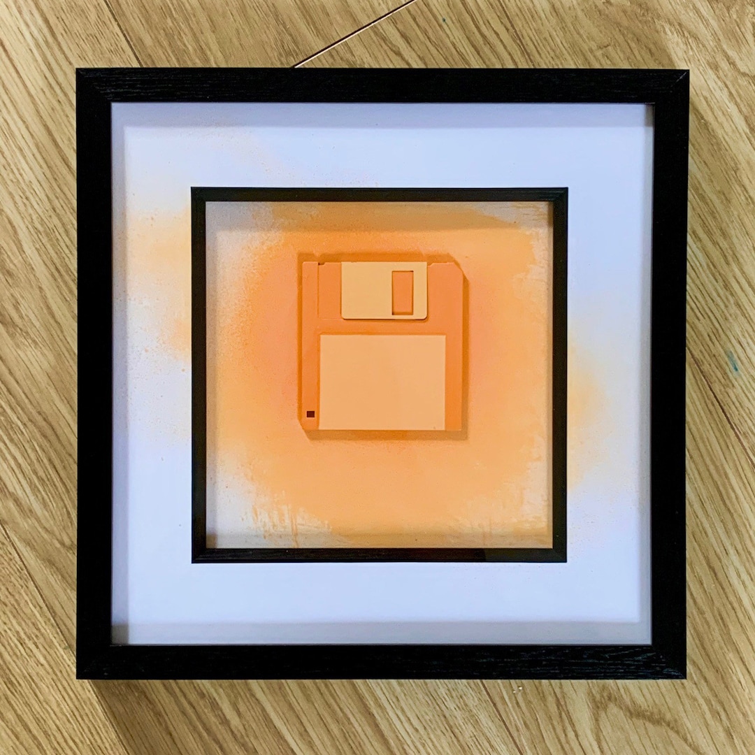 Framed Floppy Disk Art - Orange - Etsy