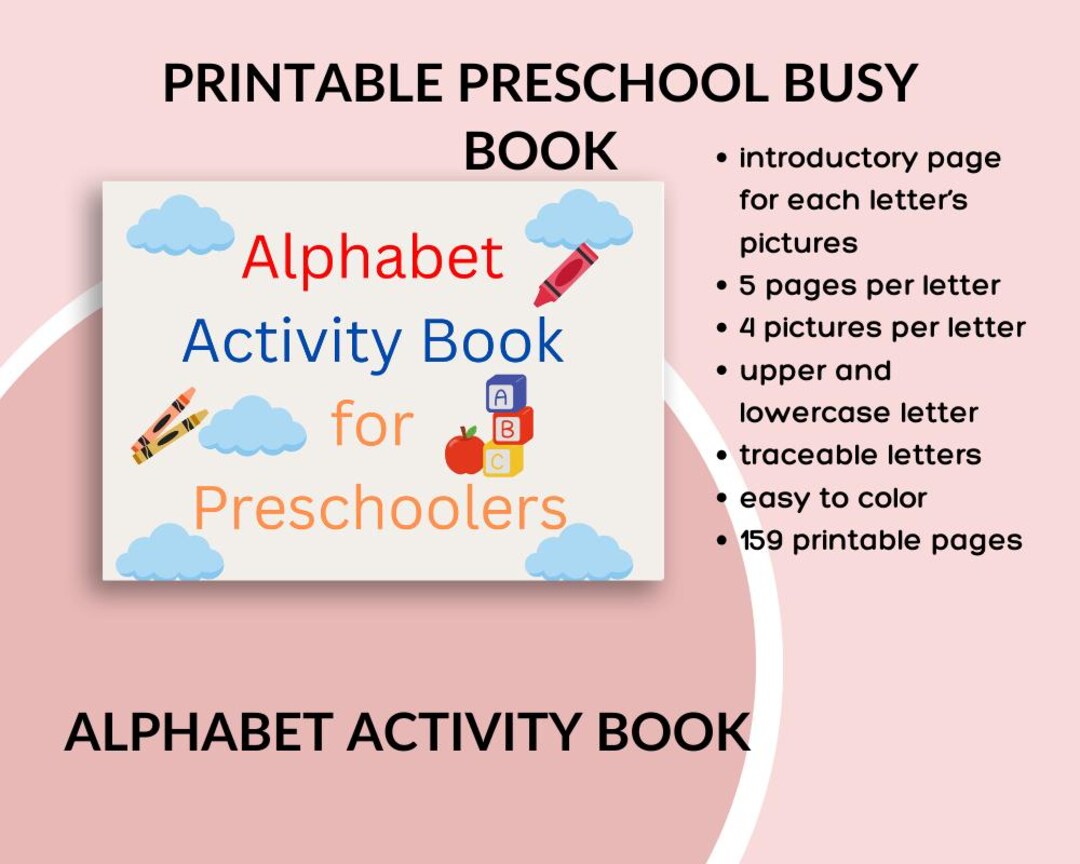 Printable Alphabet Activity Book: Preschool Learning (159 Pages) - Etsy