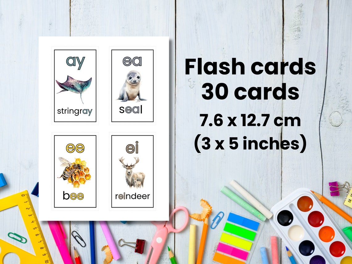 Diagraph Animal Flash Cards, Printable Flash Cards, Kids Educational ...