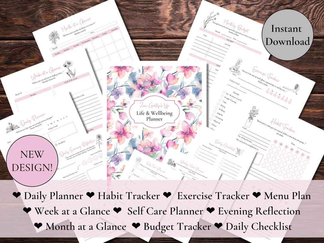 Printable Life Planner/wellness/daily Planner/habit Tracker/exercise ...