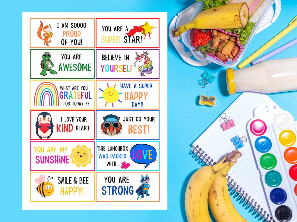 Printable Kids Lunch Box Notes/ Positive Affirmations for Kids - Etsy