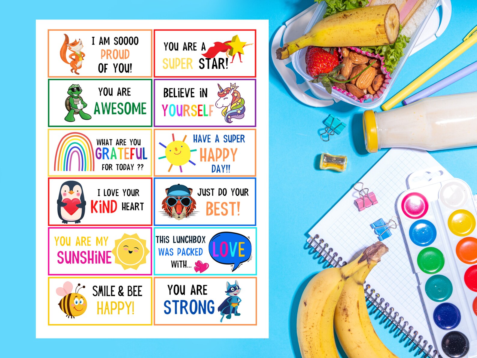 Printable Kids Lunch Box Notes/ Positive Affirmations for Kids - Etsy