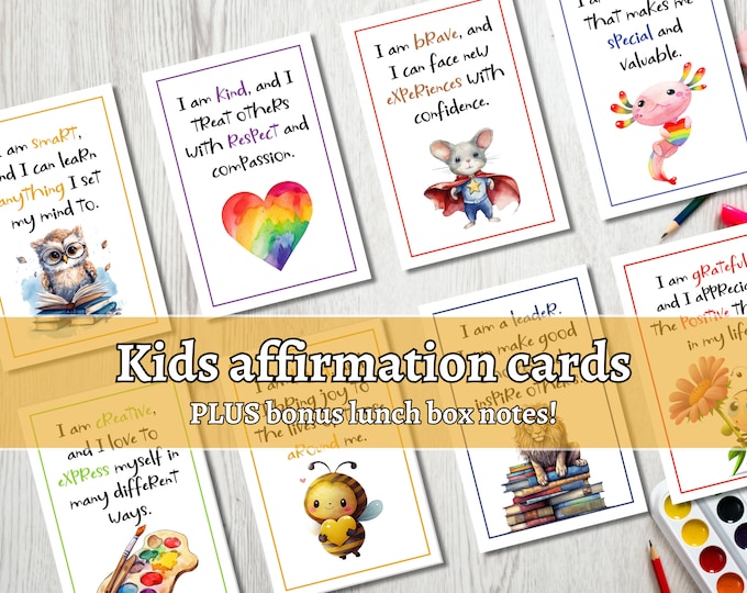 45 Printable Positive Affirmation Cards for Kids, Motivational Cards ...
