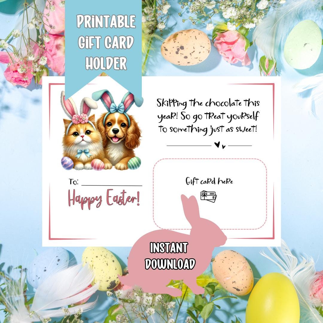 Easter Gift Card Holder - Cute Easter Bunny Money Holder - Non-candy ...