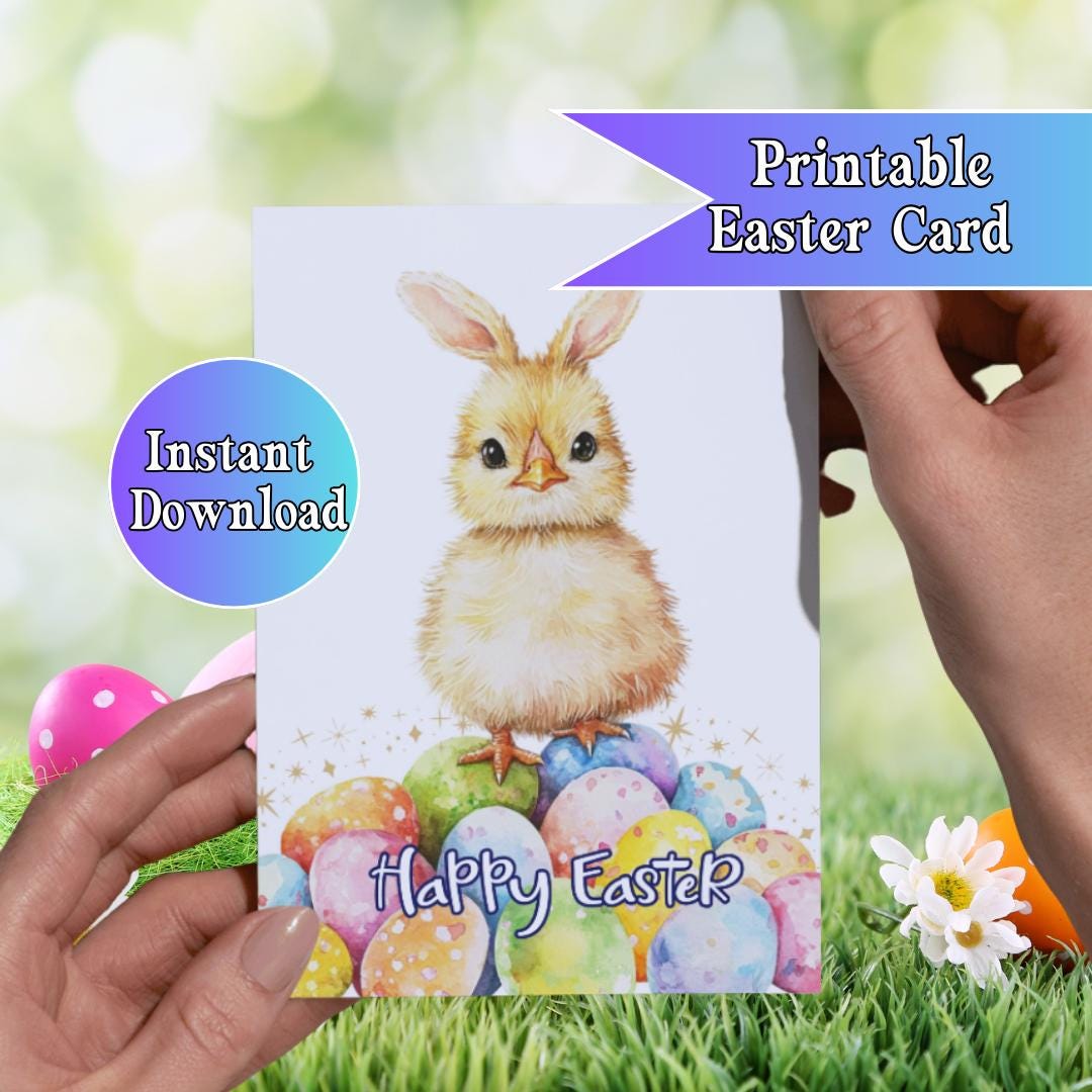 Happy Easter Greeting Card, Printable Card, Easter Card PDF, Easter ...