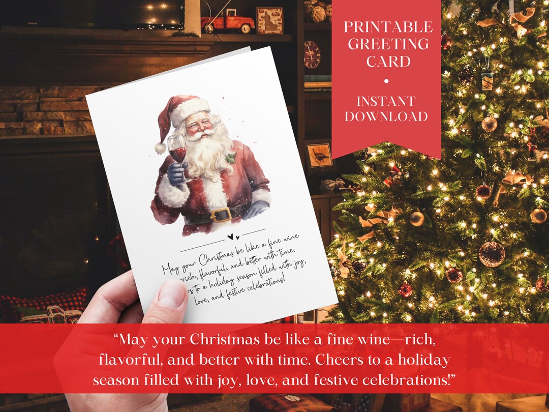 Printable Christmas Card, Cheers Santa, Holiday DIY Greeting Card ...