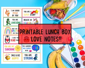 Printable Lunch Box Notes for Kids, Affirmation Cards, Lunch Box Daily ...