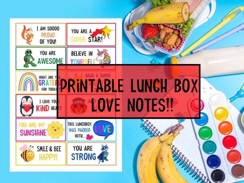 Printable Kids Lunch Box Notes/ Positive Affirmations for Kids - Etsy