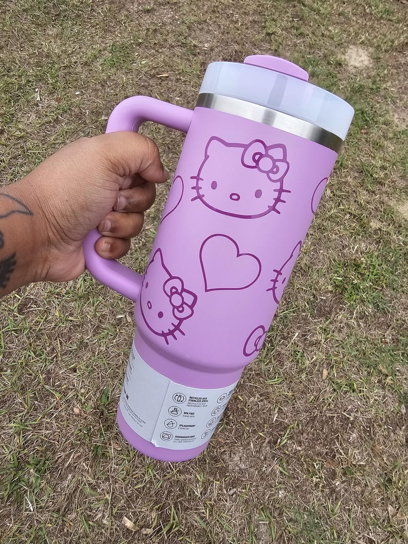 Kitty Stanley Tumbler | Cute Halloween Yeti | Owala | Stanley | Lilac ...