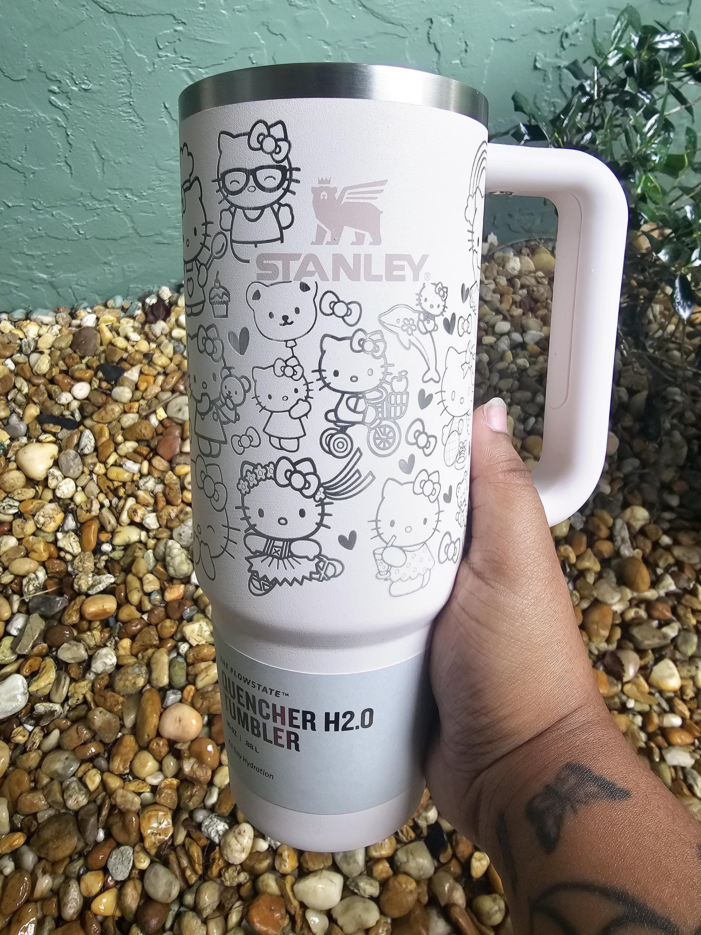 Kitty Laser Engraved Stanley Tumbler | Cute Yeti | Owala | Pink | Hello ...
