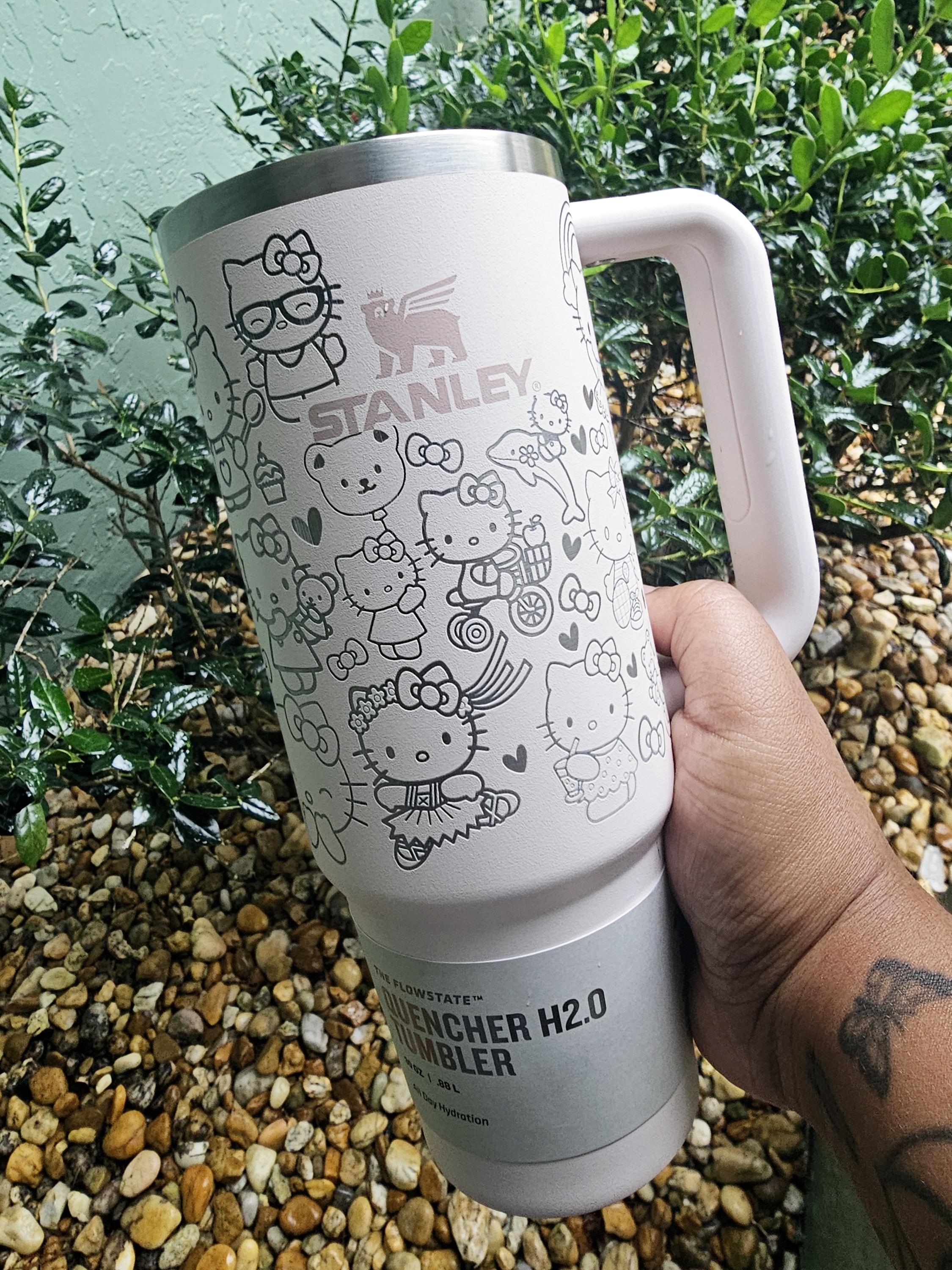 Kitty Laser Engraved Stanley Tumbler | Cute Yeti | Owala | Pink | Hello ...