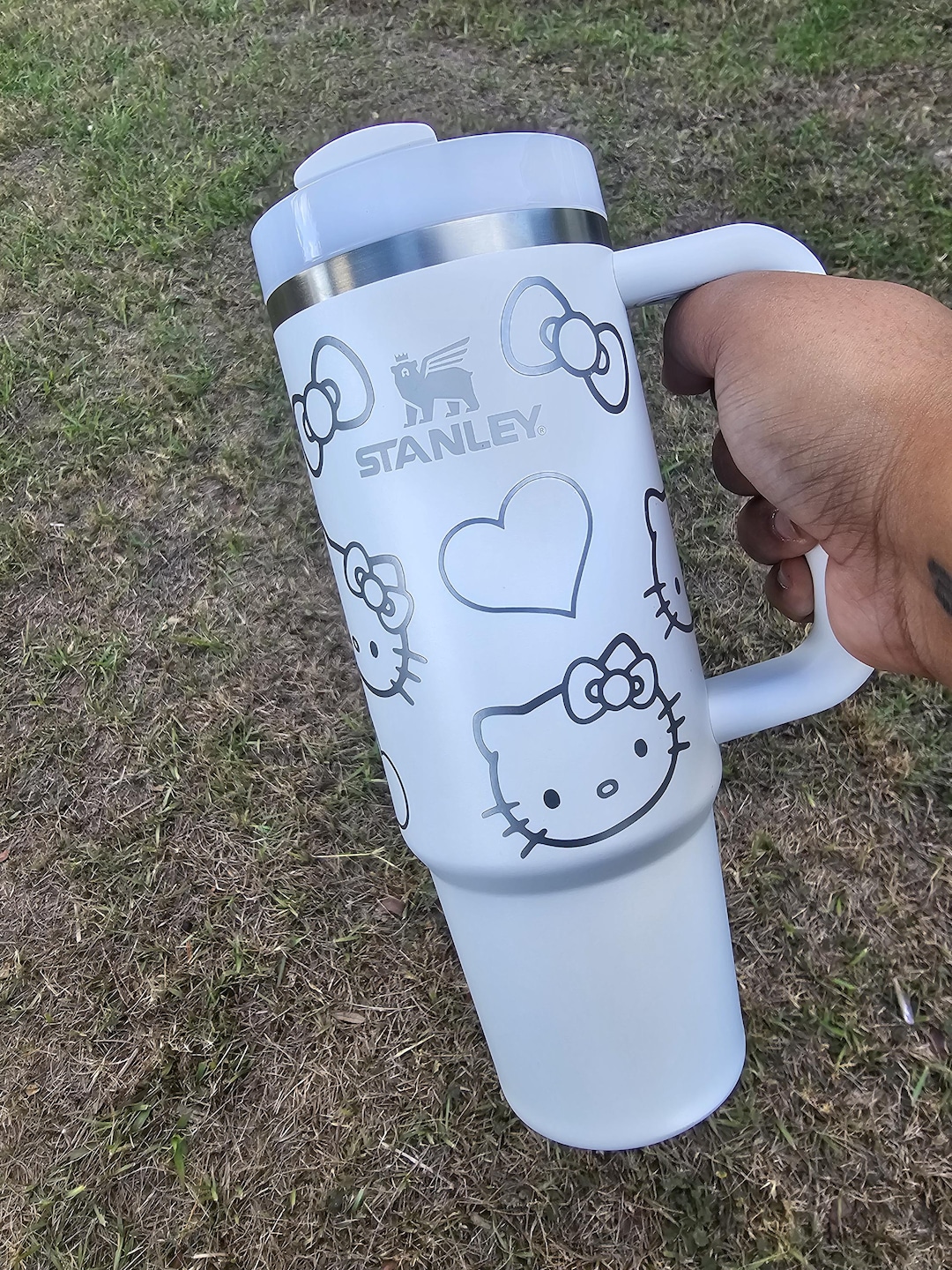 Kitty Stanley Tumbler | Cute Halloween Yeti | Owala | Stanley | Silver ...