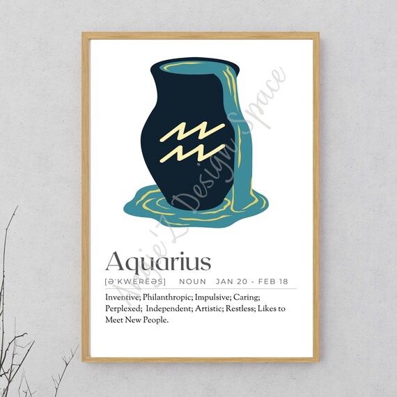 Aquarius Definition Wall Art Digital Print Aquarius Gift - Etsy
