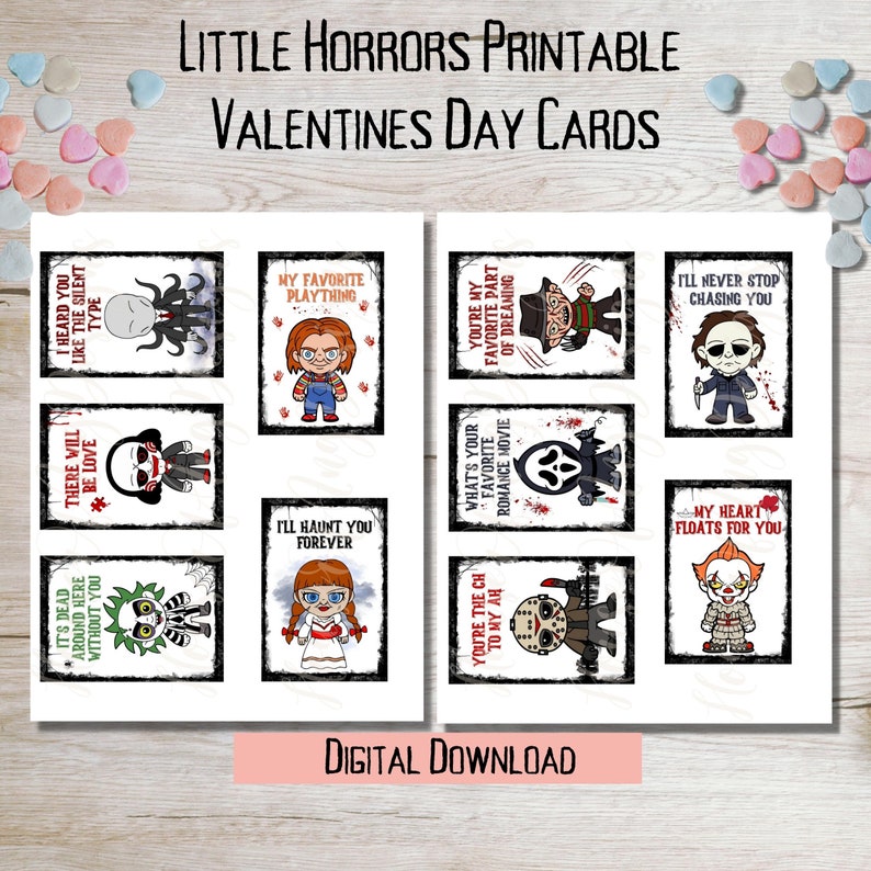 Instant Digital Download Printable Horror Valentine's Day Cards, Horror ...