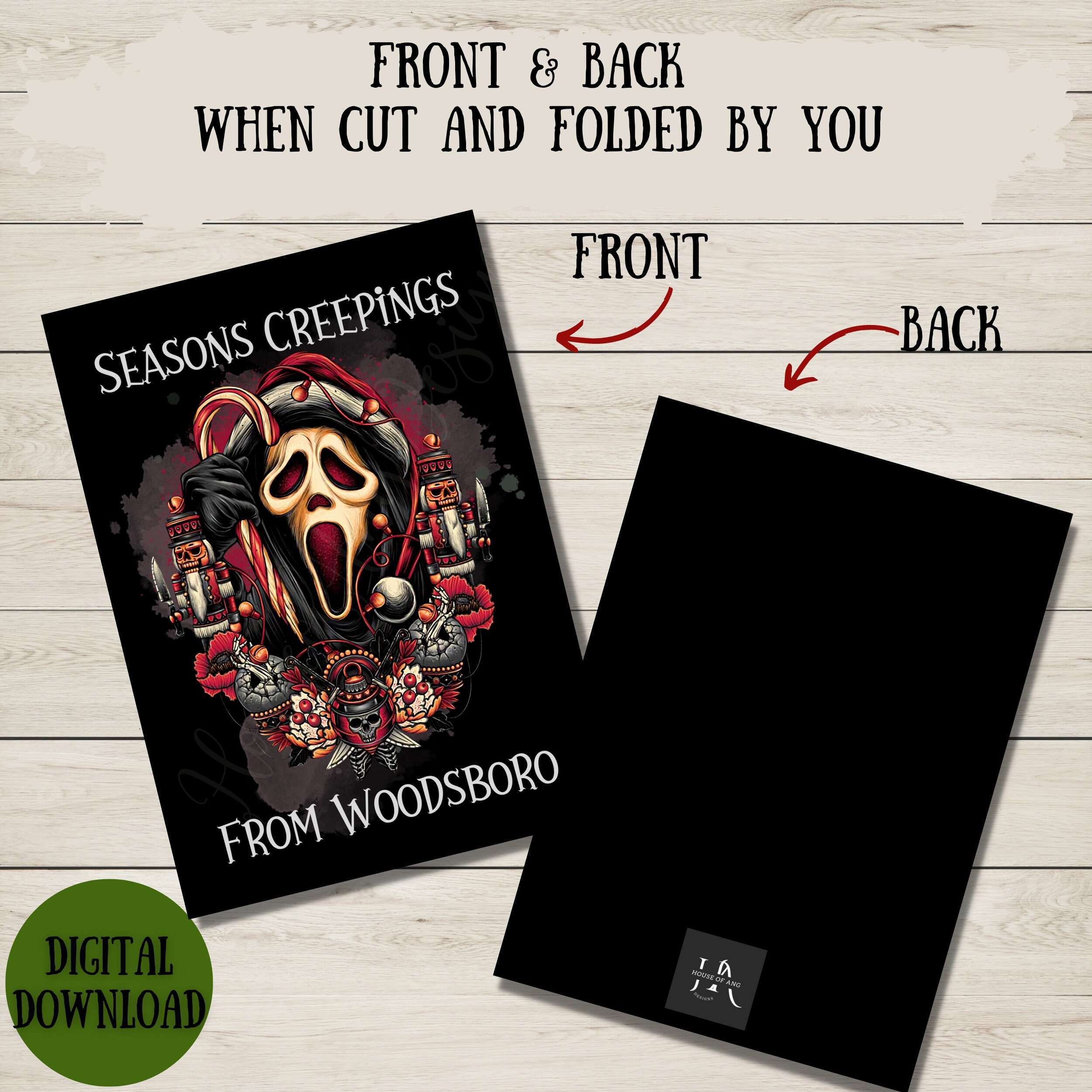 Ghostface Instant Download Printable Christmas Card, Scream Greeting ...