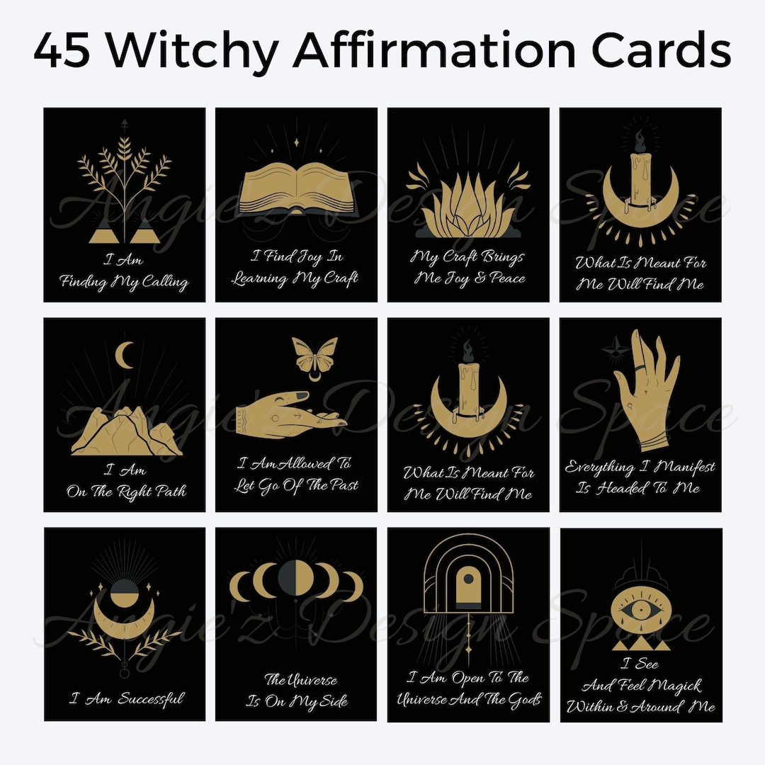 45 Card Witchy Affirmation Card Deck, Manifesting Kit, Printable ...