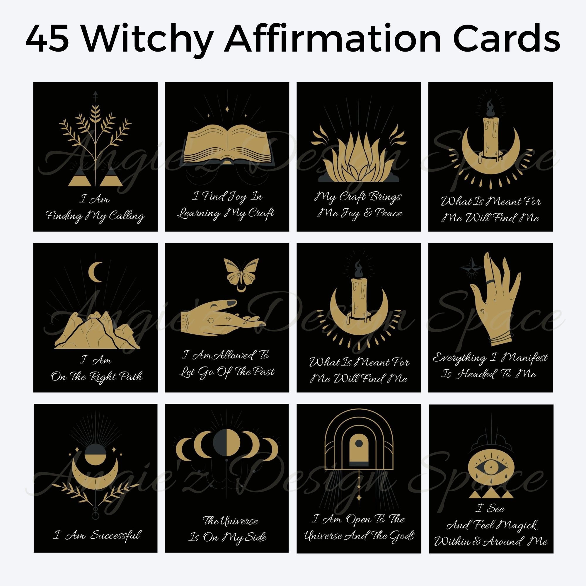 45 Card Witchy Affirmation Card Deck, Manifesting Kit, Printable ...
