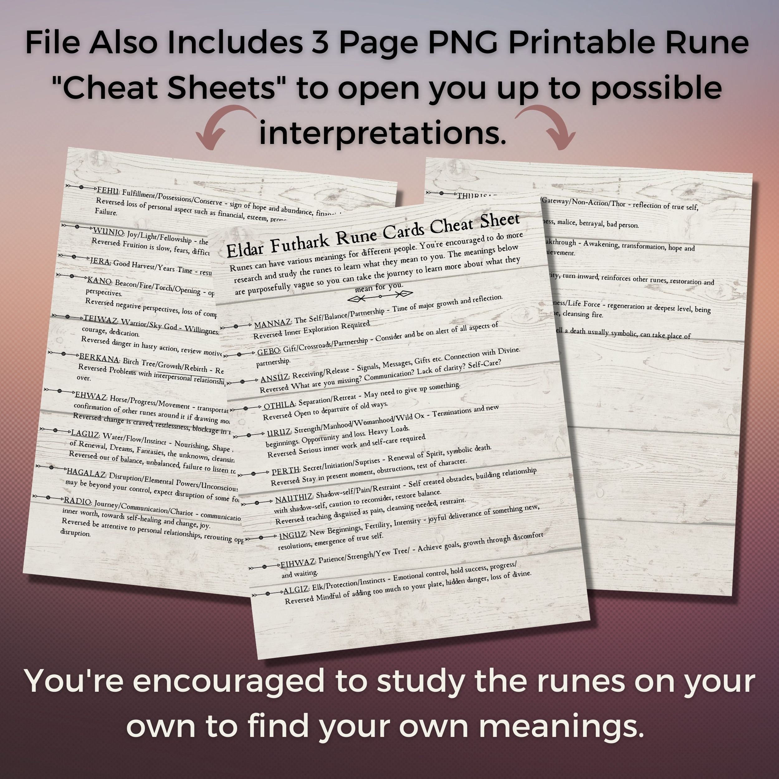 Eldar Futhark Rune Set Printable Cards Downloadable Viking - Etsy