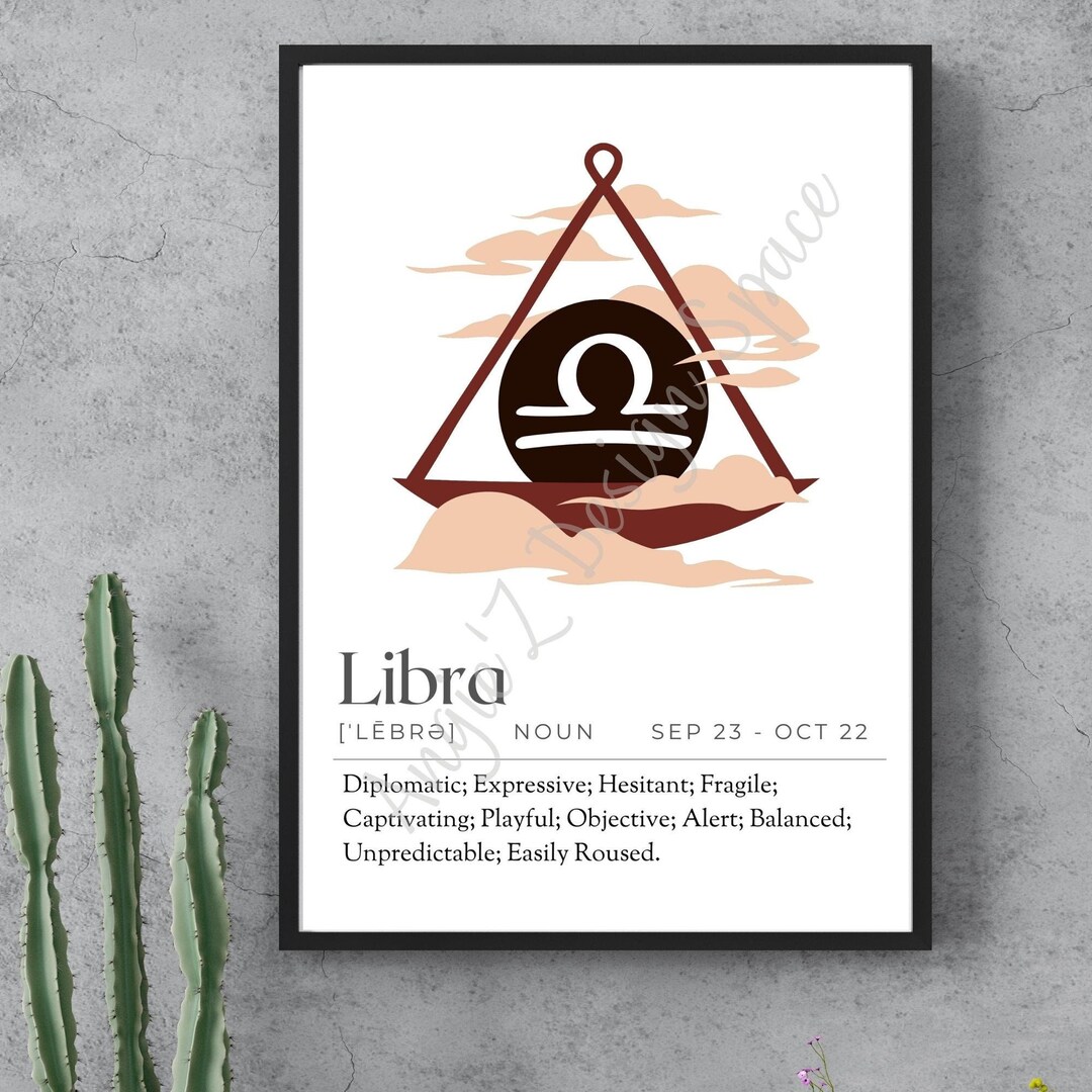 Libra Definition Zodiac Print, Digital Download Printable Art, Zodiac ...