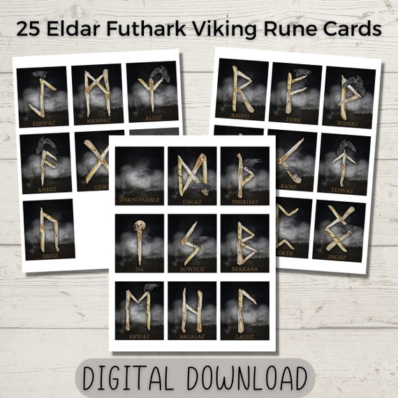 Eldar Futhark Rune Set Printable Cards Downloadable Viking - Etsy