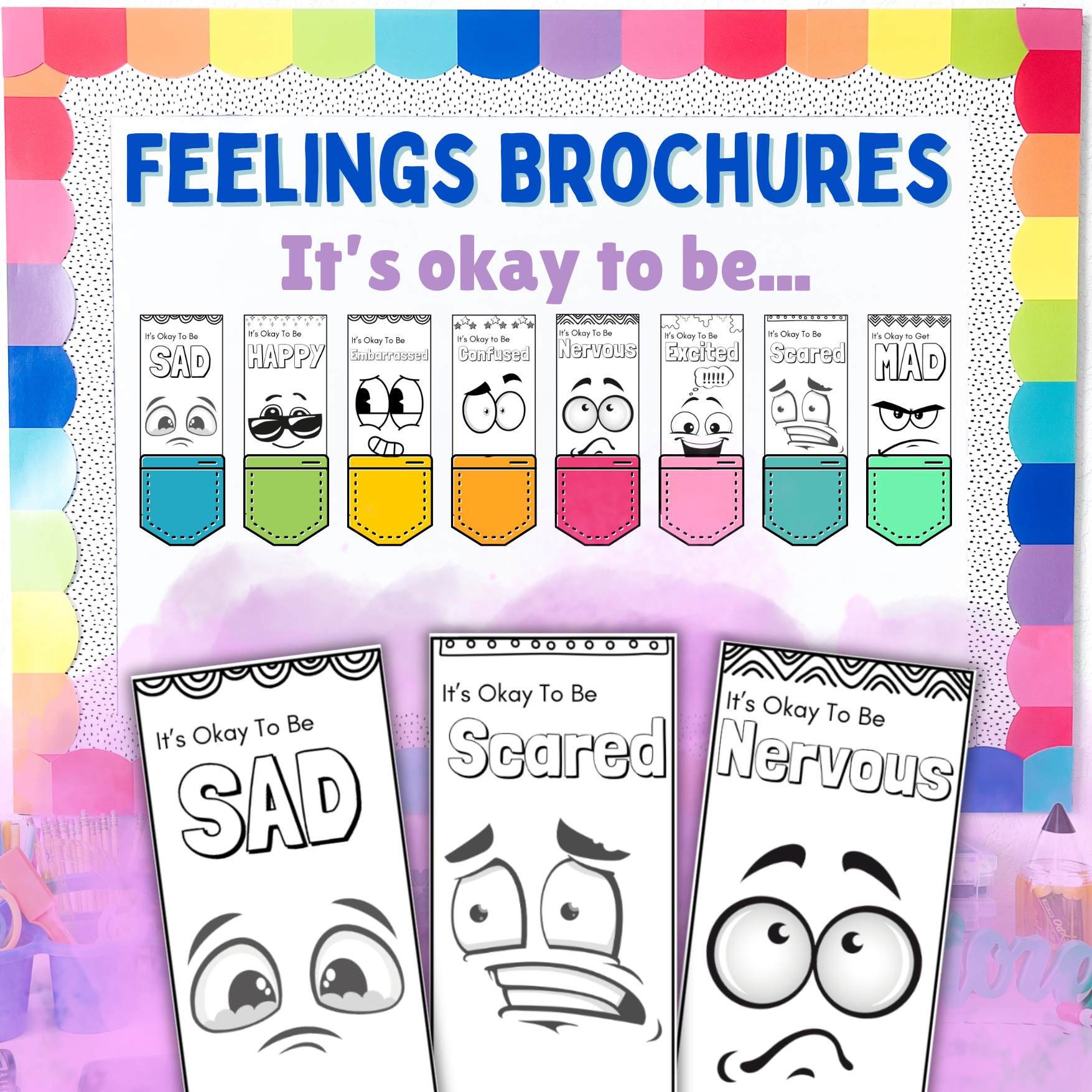 Emotions Brochures and Bulletin Board Kit for School Counselors - Etsy