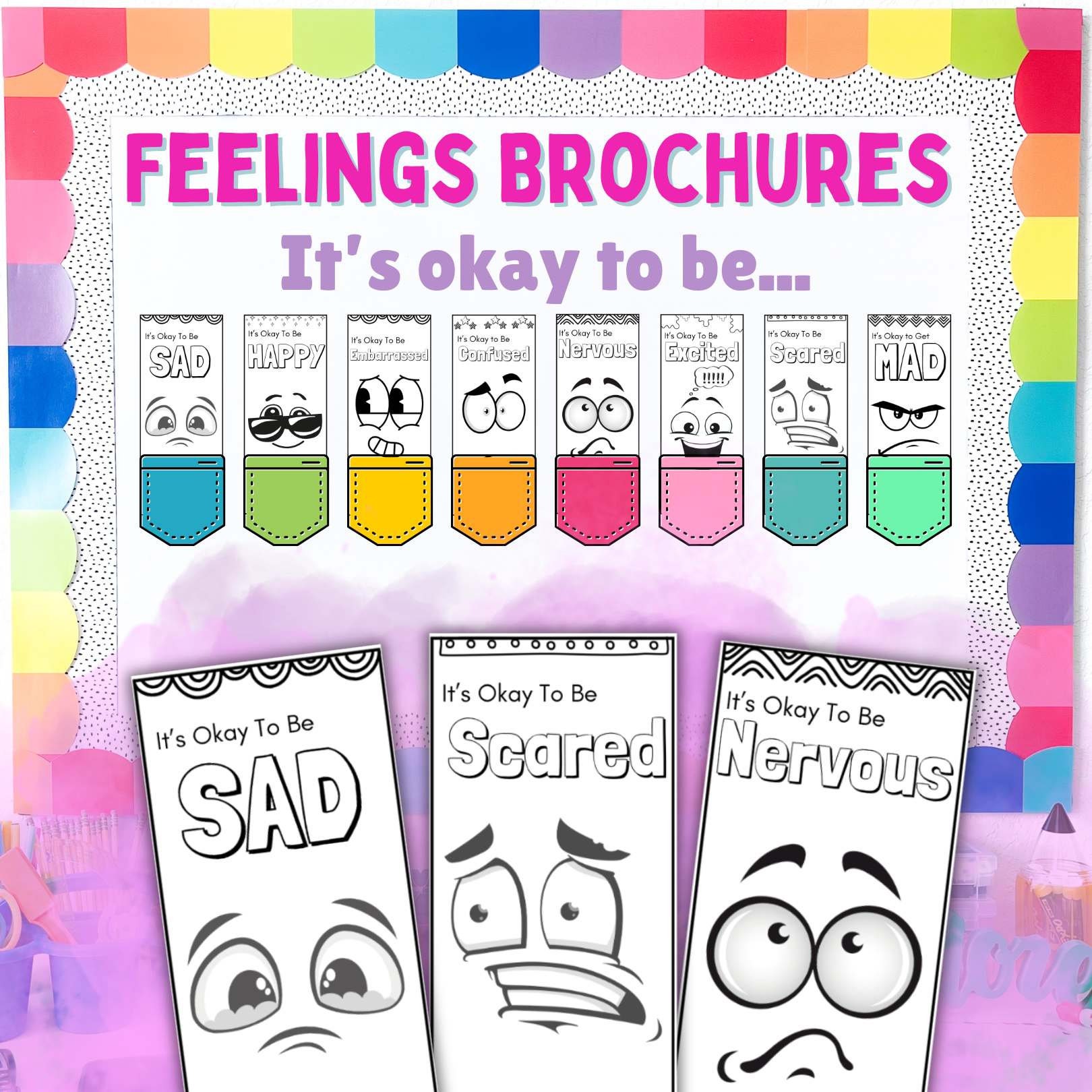 K-2 Feelings Doodle Brochures and Bulletin Board Kit - Etsy