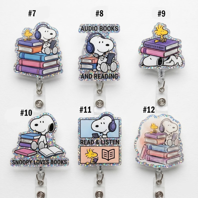 Cute Cartoon Puppy Badge Reel, Glitter Acrylic ID Card Holder, Reading ...