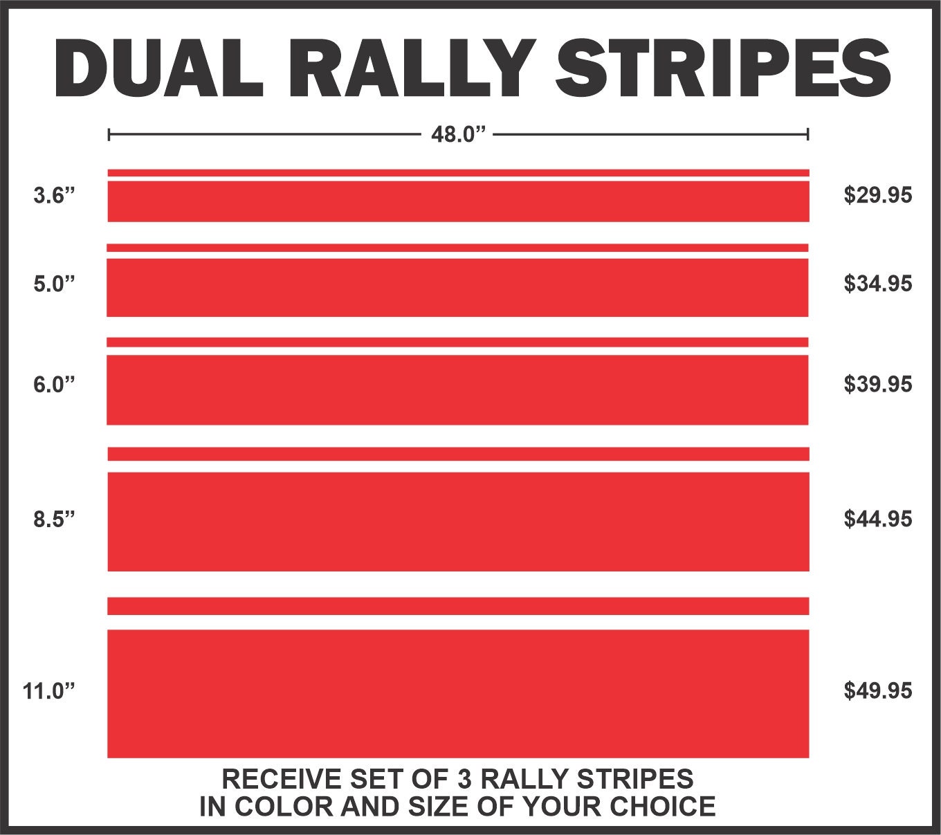 Double Stripe Rally Racing Decal Kit x3 Stripes - Etsy