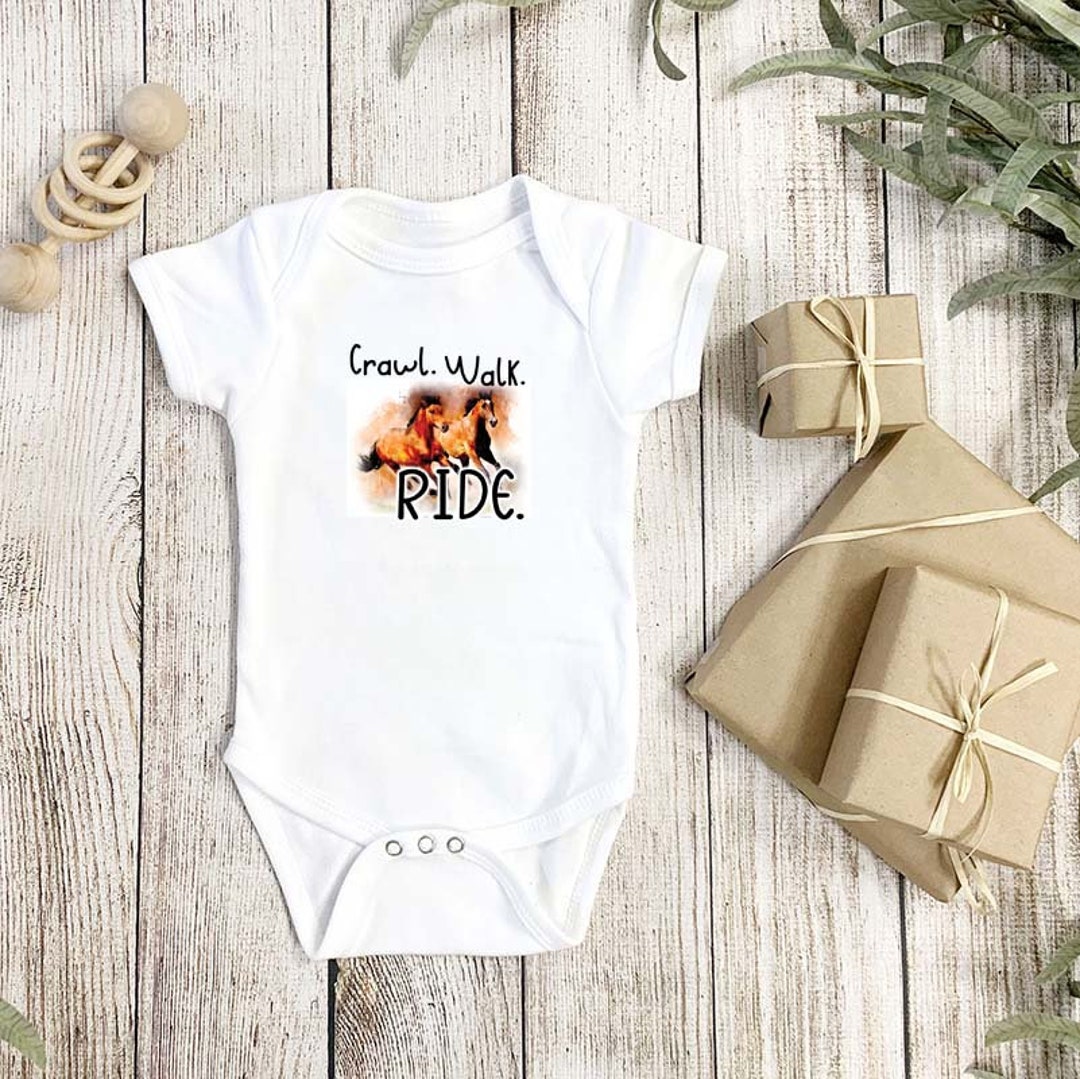 Crawl Walk Ride Onesie, Cute Bodysuit, Baby Clothes, Unisex, Shower ...