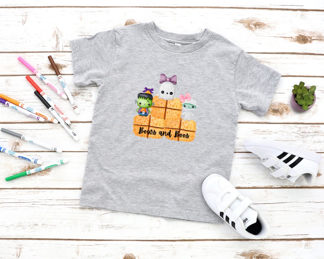 Bows and Boos Shirt, Youth Short Sleeve Tee, Monsters Kid Shirt, Ghost ...