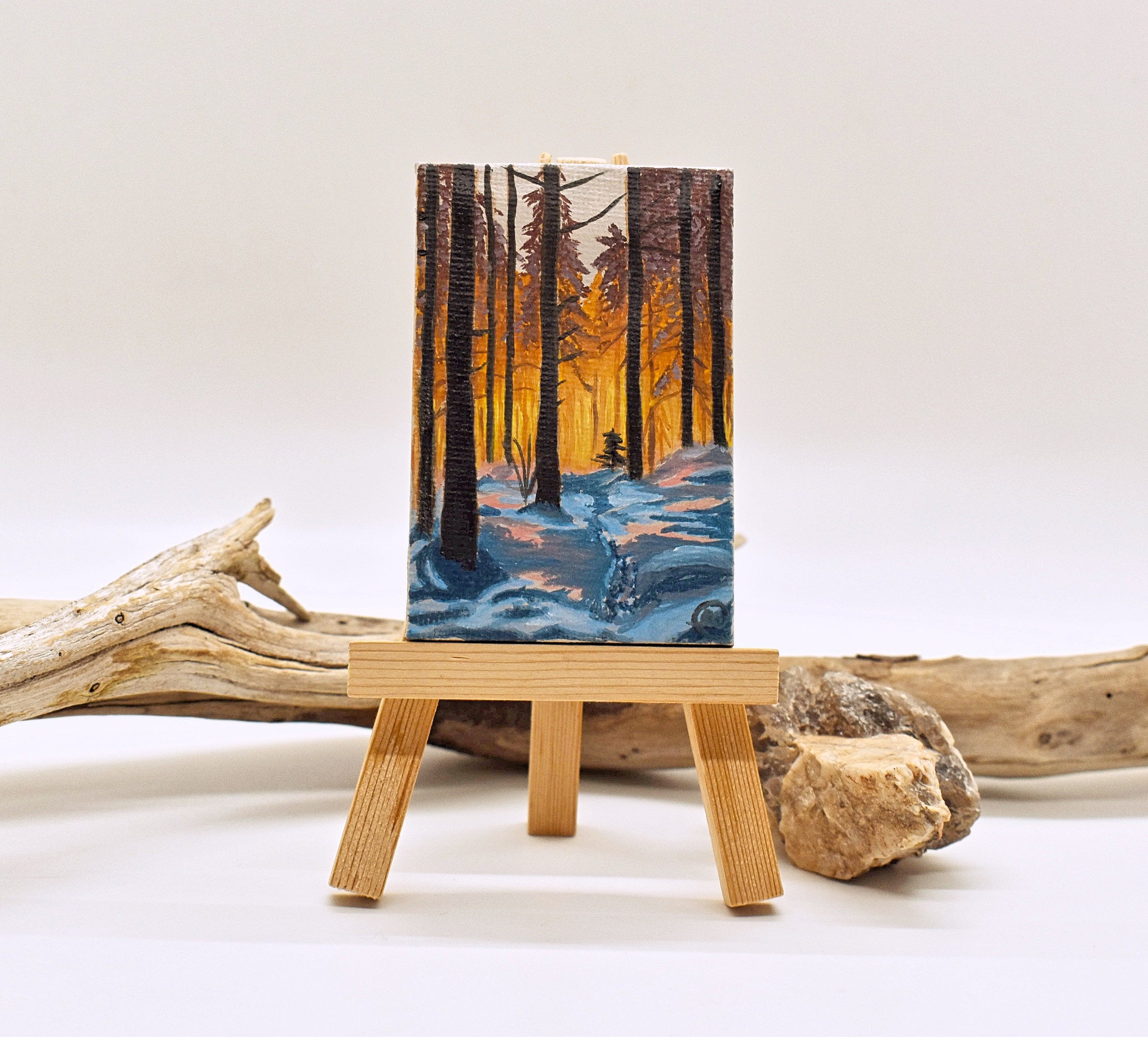 Winter Sunset Miniature Oil Painting on Canvas - Etsy