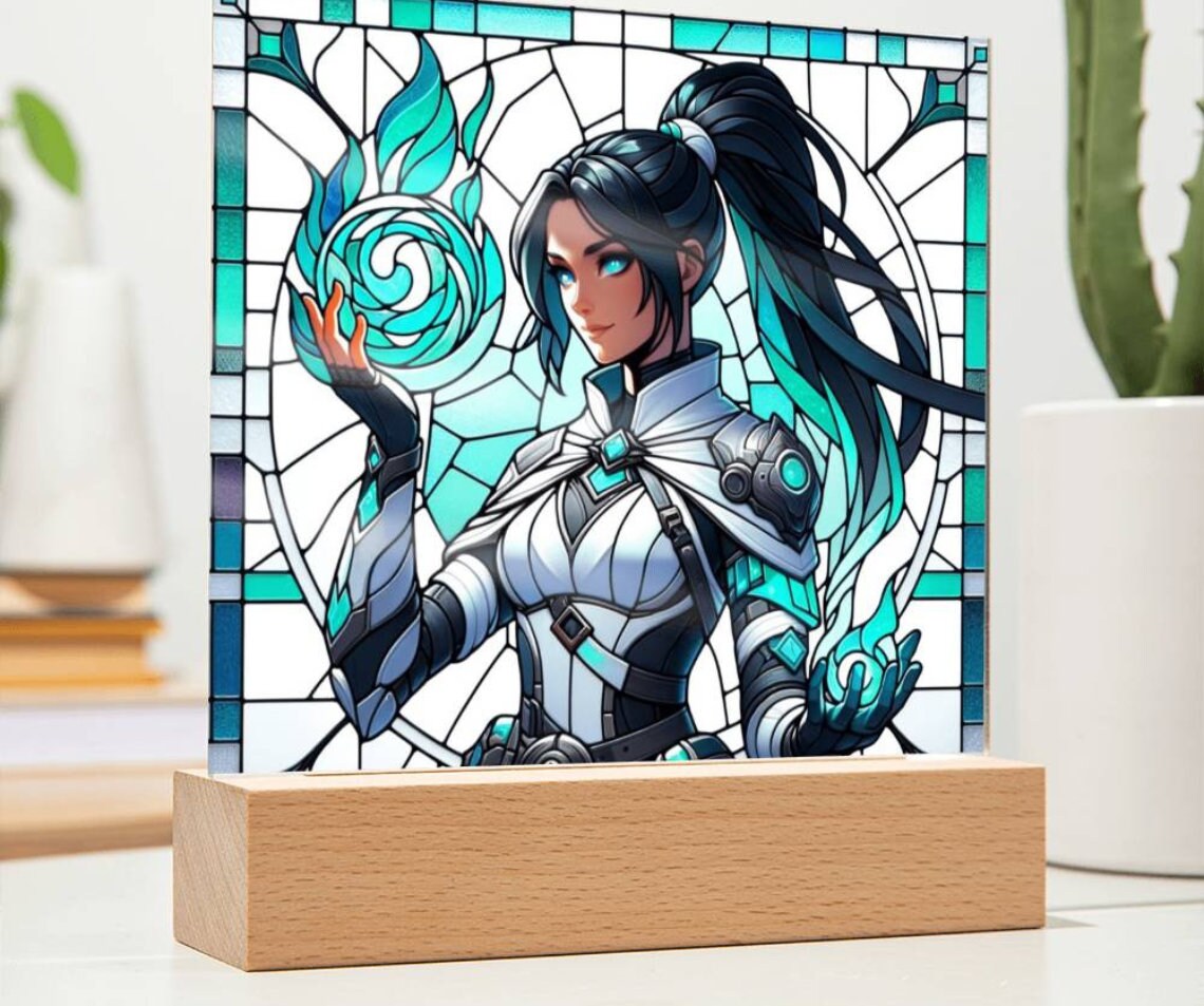 Valorant Inspired Sage Stained Glass-style RGB LED Lamp Serene Light ...