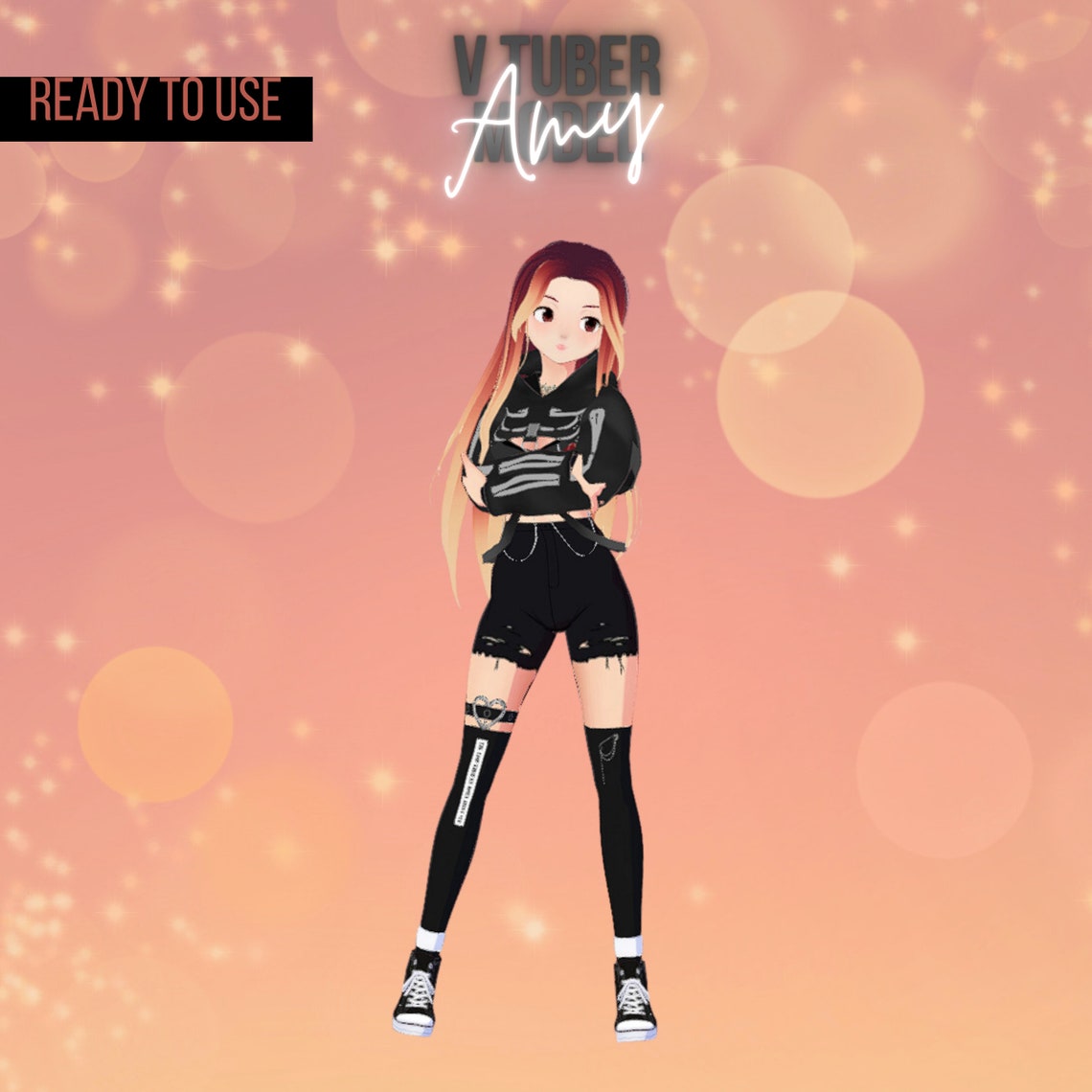 Amy Vtuber Model Vtube Avatar Vtube Character 3D Vtube Model Grunge ...