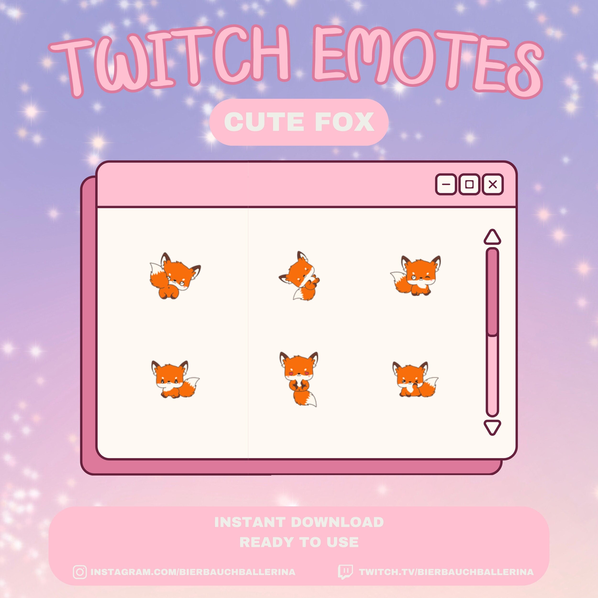 Cute Fox Emotes For Twitch Twitch And Discord Emotes Fox Etsy