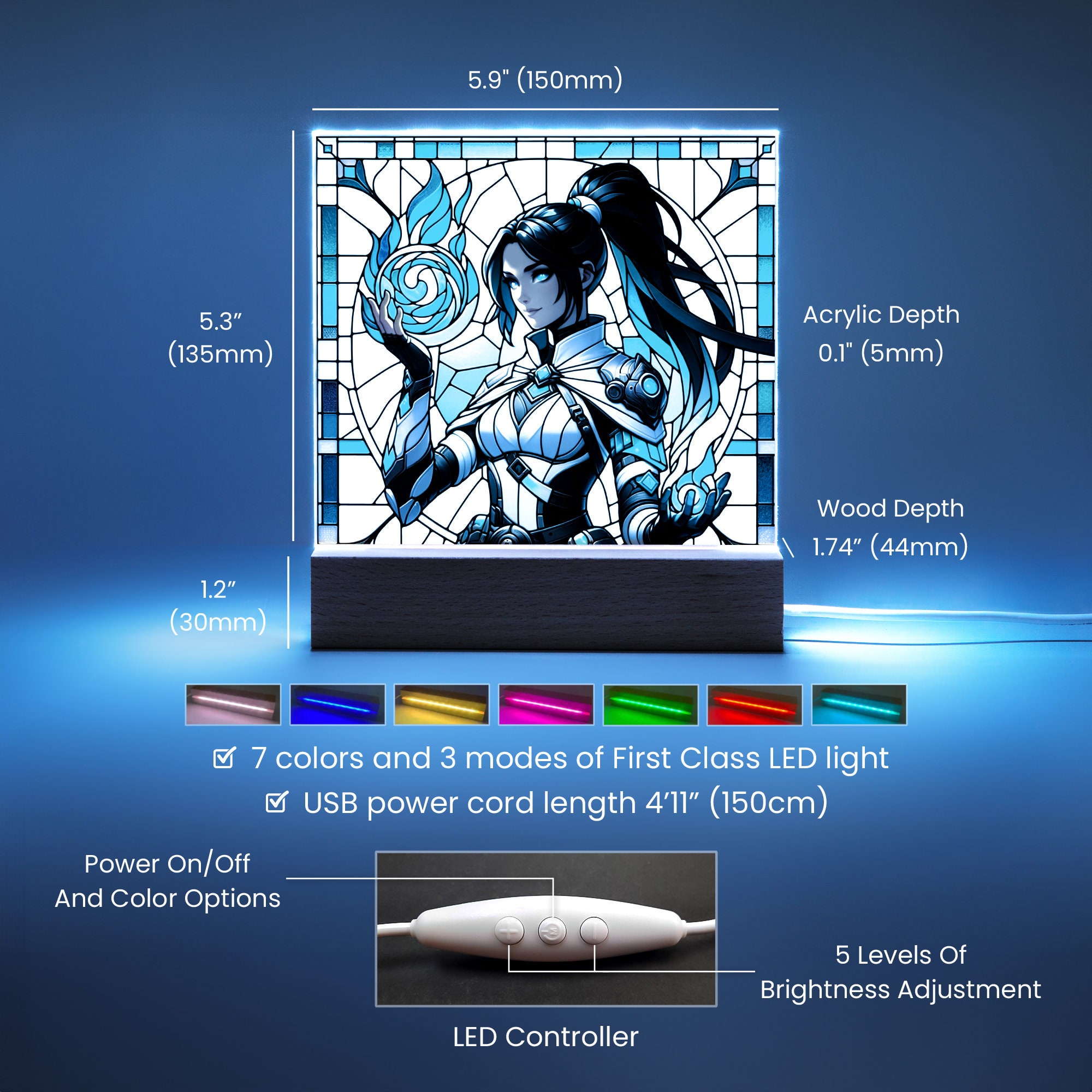 Valorant Inspired Sage Stained Glass-style RGB LED Lamp Serene Light ...