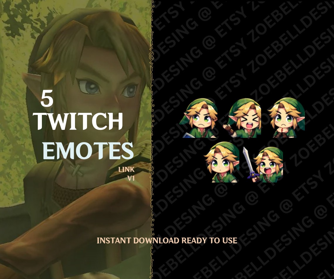 Link Emote Pack 5 Zelda Inspired Twitch and Discord Emotes, High ...