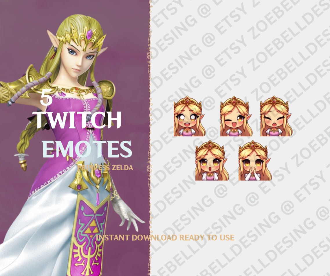 Princess Zelda Emote Pack 5 Zelda Inspired Twitch and Discord Emotes ...