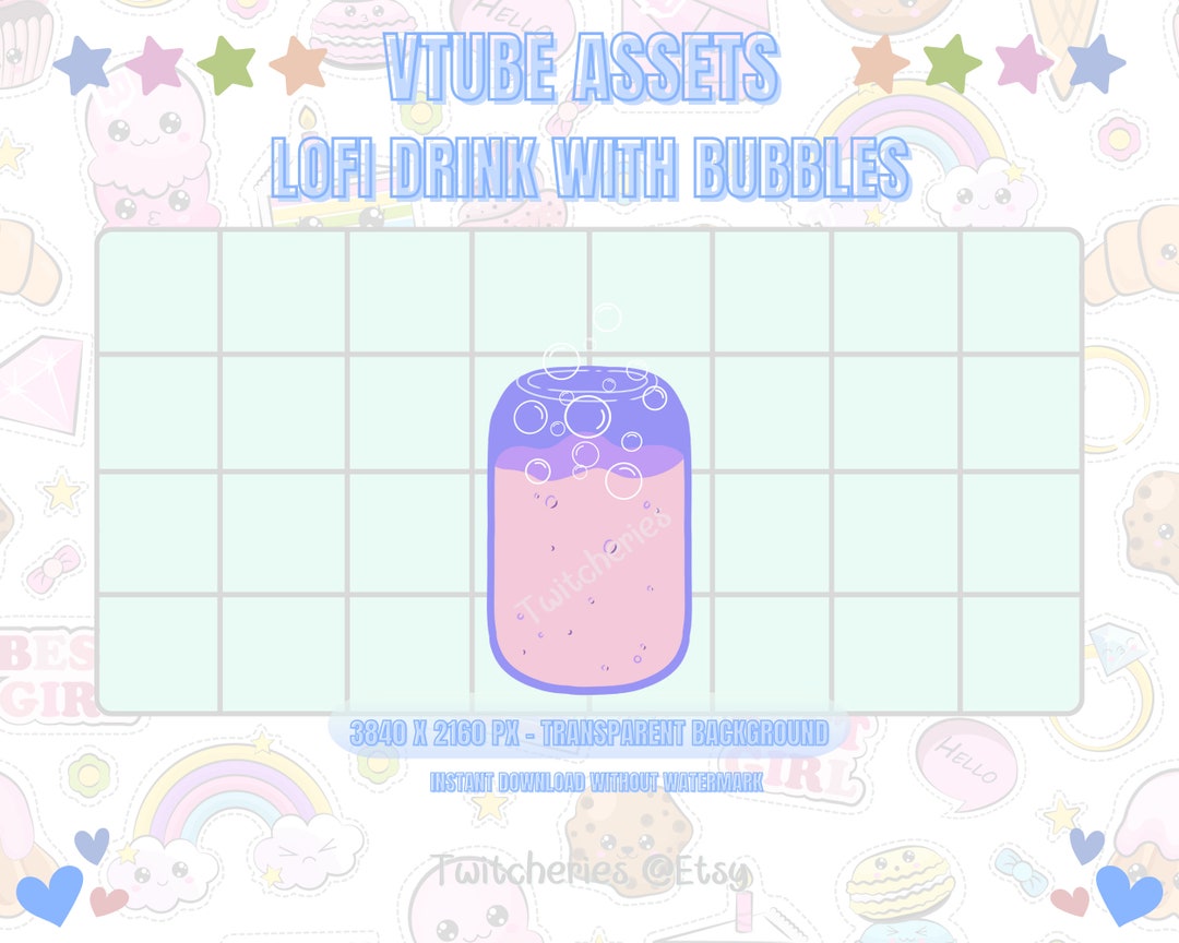 Vtuber Asset Lofi Drink Glass With Bubbles | Assets for Vtuber - Props ...